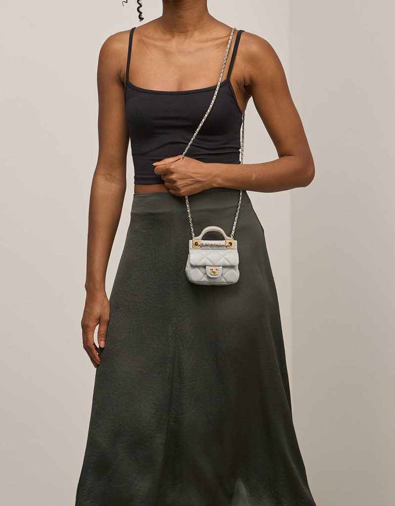 Chanel Timeless Handle Micro Lamb Grey | SACLÀB