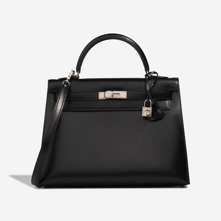 Hermès Kelly 32 Guilloche Box Black | SACLÀB