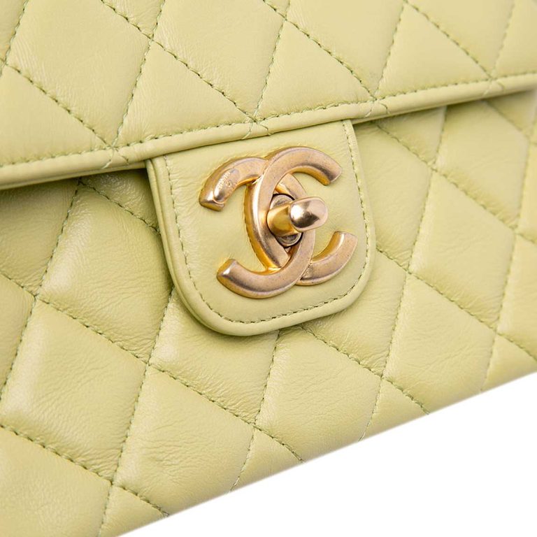 Chanel Timeless Mini Square Lamb Green | SACLÀB