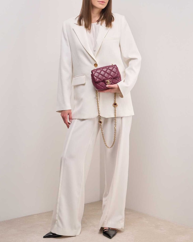 Chanel Timeless Mini Square Lamb Burgundy | SACLÀB